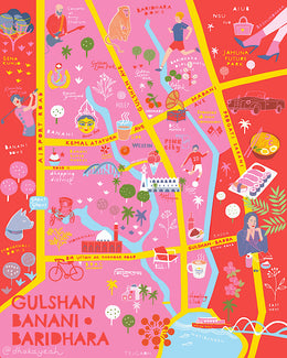 Gulshan, Banani and Baridhara Illustrated Map – DHAKAYEAH